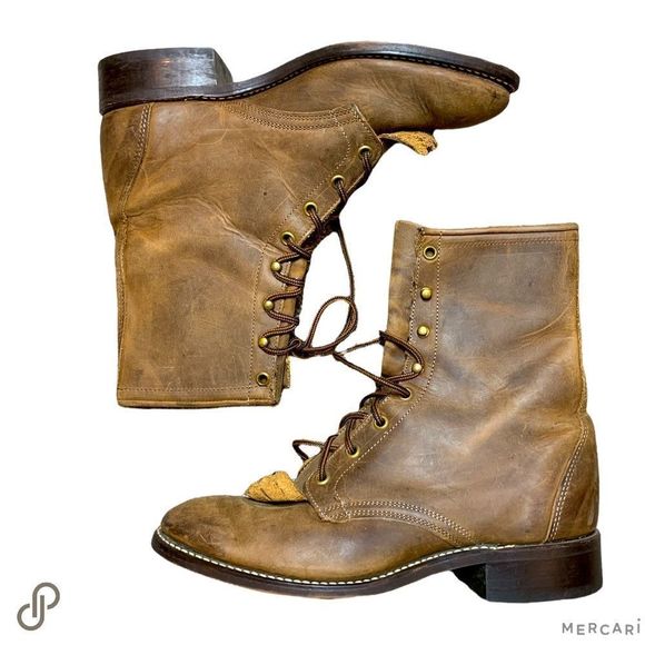 Laredo | Shoes | Laredo Leather Kiltie Style Lace Up Cowgirl Boots Size ...